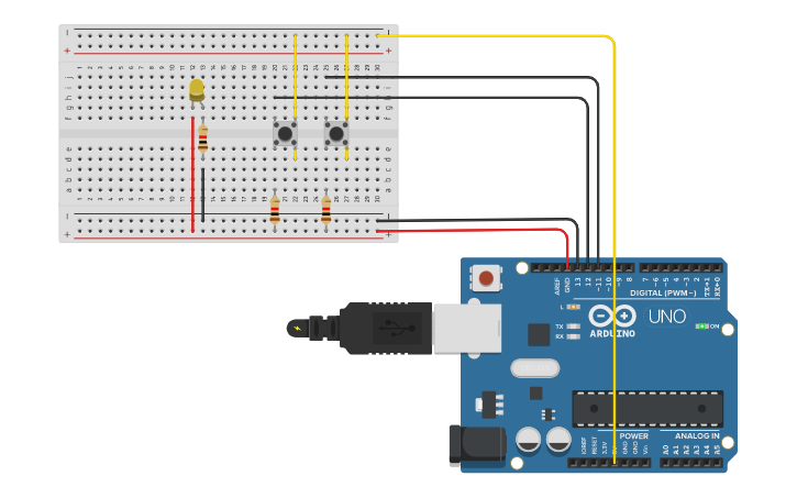 Circuit design NOR GATE - Tinkercad