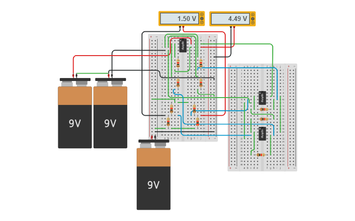 Circuit design Differential Instrumentation Amplifier | Tinkercad
