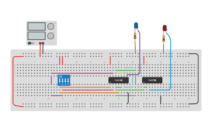 Circuit design Half Adder using NAND Gates - Tinkercad