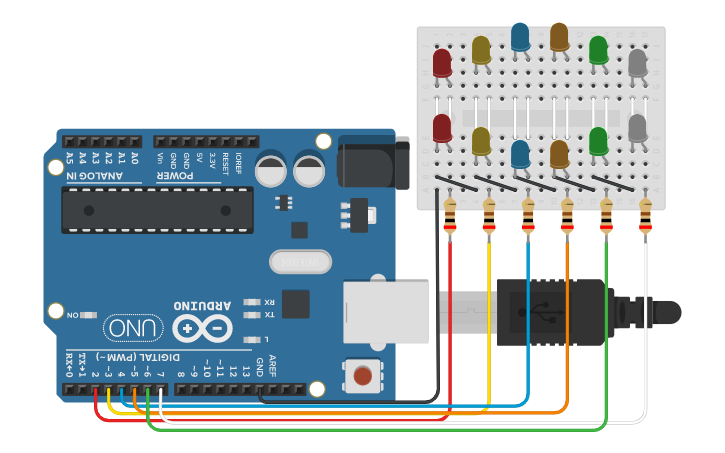 Circuit design 12 Leds - Tinkercad