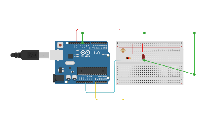 Circuit design LDR With Led control - Tinkercad