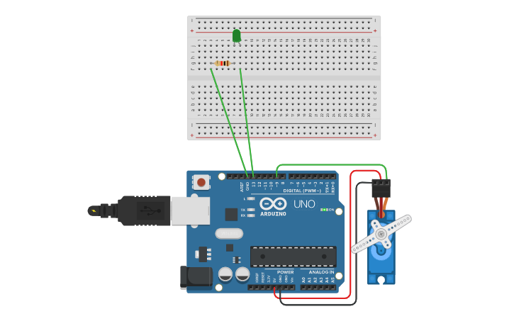 Circuit design Led servo - Tinkercad