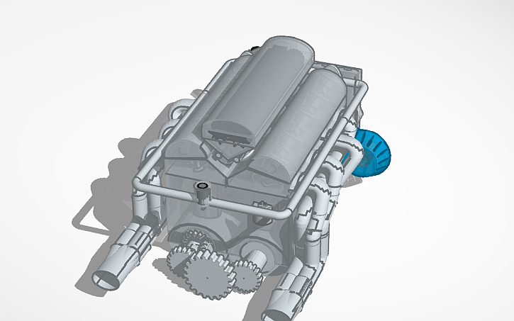 3D design TCS 8 concept engine fitted with supercharger - Tinkercad