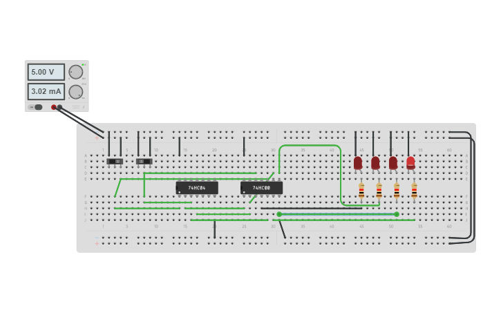Circuit design 2:4 Decoder - Tinkercad