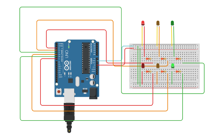 Circuit design 2 Way Traffic Light - Tinkercad