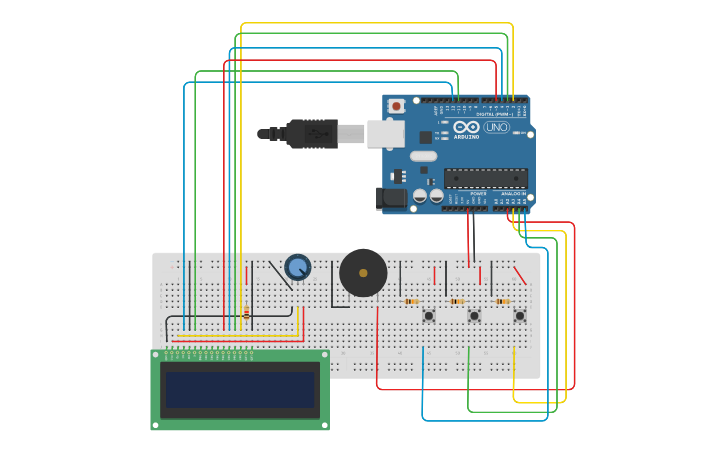 Circuit design Timer com LCD - Tinkercad
