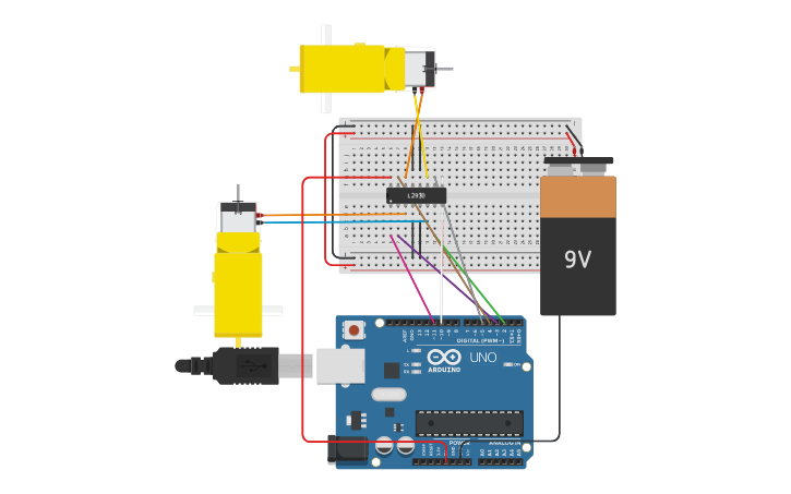 Circuit Design Pratica 6 L239d Com Dois Motores Tinkercad