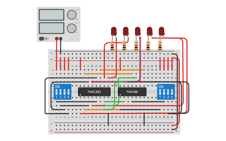 Circuit Design 4 Bit Binary Adder Or Subractor Tinkercad 8285