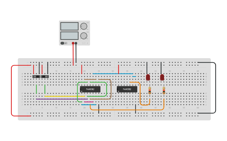 Circuit design HALF SUBTRACTOR USING NOR GATE - Tinkercad