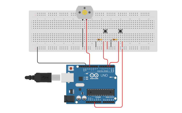 Circuit design ejercicio pulldown con doble pulsador - Tinkercad