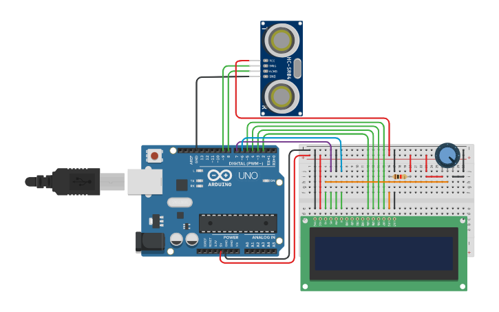 Circuit design Arduino ile Ultrasonik Sensör İle Mesafe Ölçme - Tinkercad