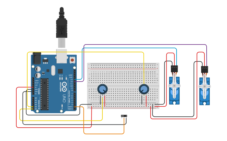 Circuit design servos - Tinkercad