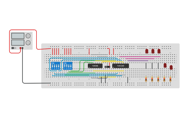 Circuit Design 4 Bit Binary Adder Substractor Tinkercad