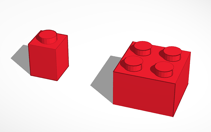 3D design 1x1 and 2x2 Bricks - Tinkercad