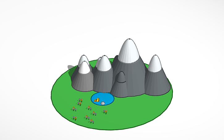 3D design Mountain Scene - Tinkercad
