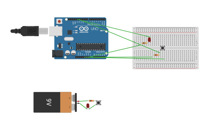 Circuit design Button and If | Tinkercad