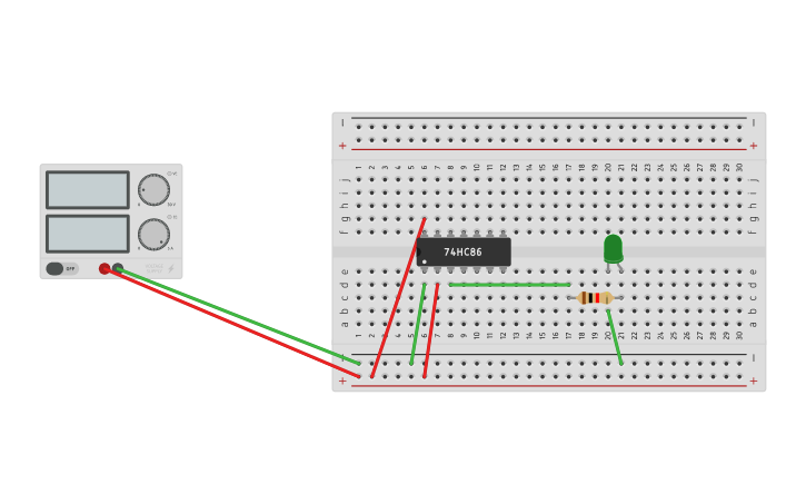 Circuit design IC 7486 XOR IMPLEMENTATION | Tinkercad
