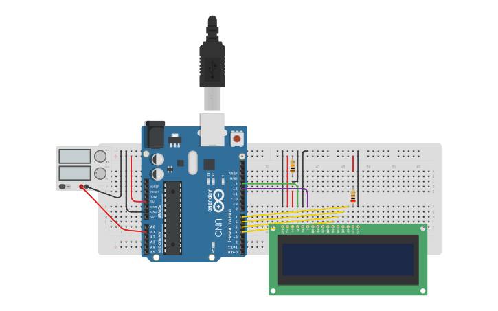 Circuit design Voltmetro con schermo lcd - Tinkercad