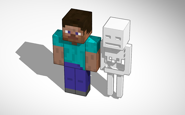 3D design Minecraft Steve with bones - Tinkercad