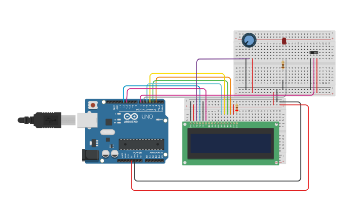 Circuit design Copy of LCD 16X2 on components - Tinkercad