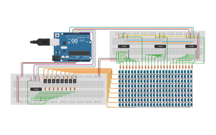 Circuit design 8x24 LED Matrix | Tinkercad