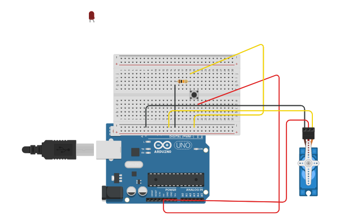 Circuit design Copy of Led con pulsador | Tinkercad