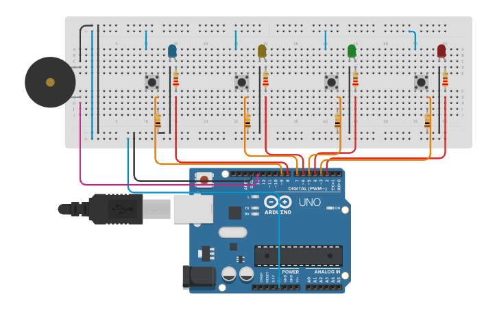 Circuit design Simon Says - Tinkercad