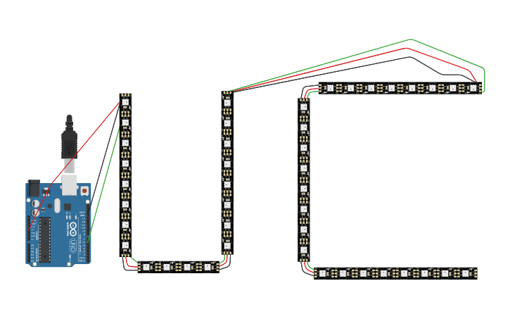 Circuit design Ejemplo tira neopixels nueva libreria - Tinkercad