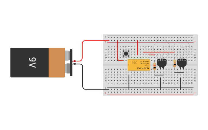 Circuit design Circuito relé con 2 bombillas - Tinkercad