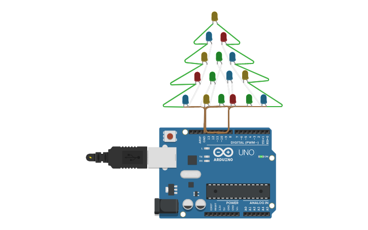 Circuit design Árbol de navidad (circuito) - Tinkercad
