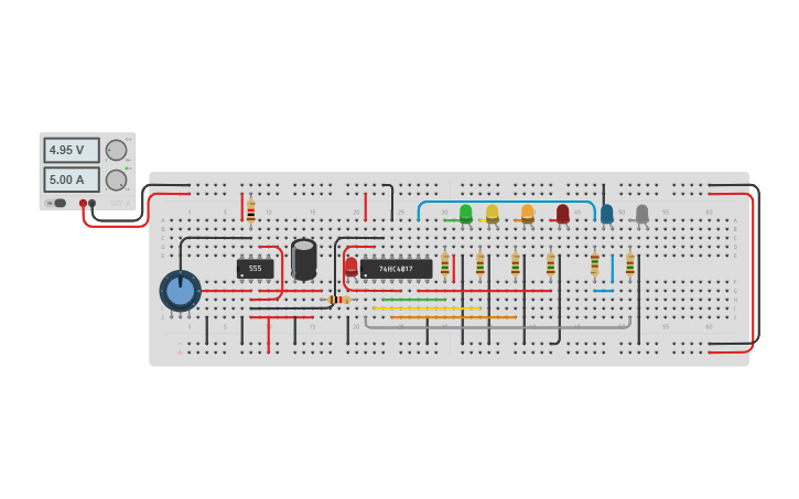 Circuit design Circuito secuencial sencillo - Tinkercad