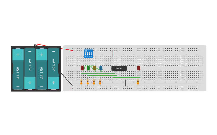 Circuit design NOR2(Dip_Bat) - Tinkercad