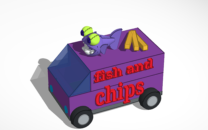 3D design fish and chips van | Tinkercad