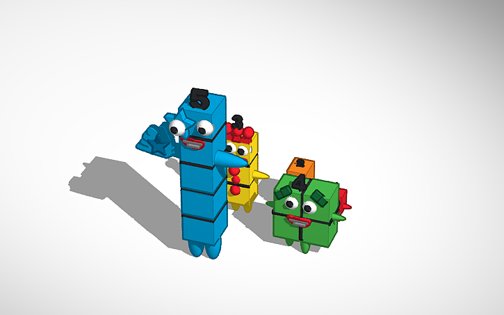 3D design Number blocks 1 to 5 - Tinkercad