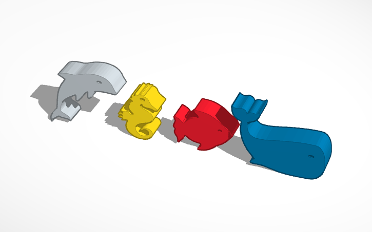 3D design Block Sea Animals - Tinkercad