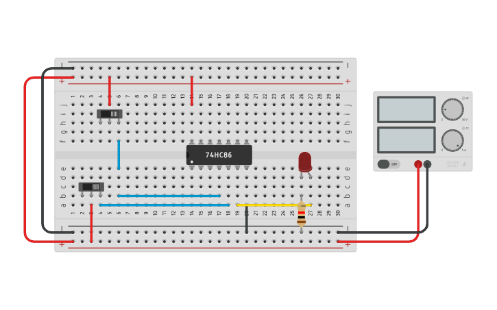 Circuit design QUAD TWO INPUT X-OR GATE | Tinkercad