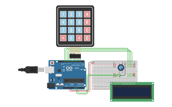 Circuit design Keypad LCD - Tinkercad