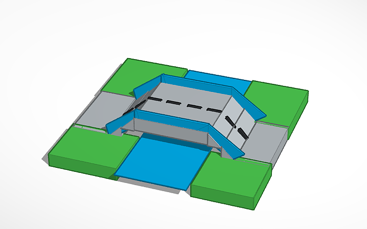 3D design bridge over a river - Tinkercad