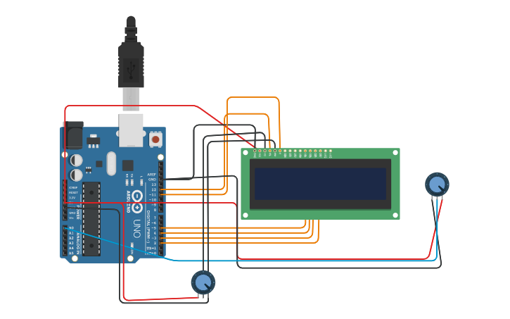 Circuit design Potentiometer LCD - Tinkercad