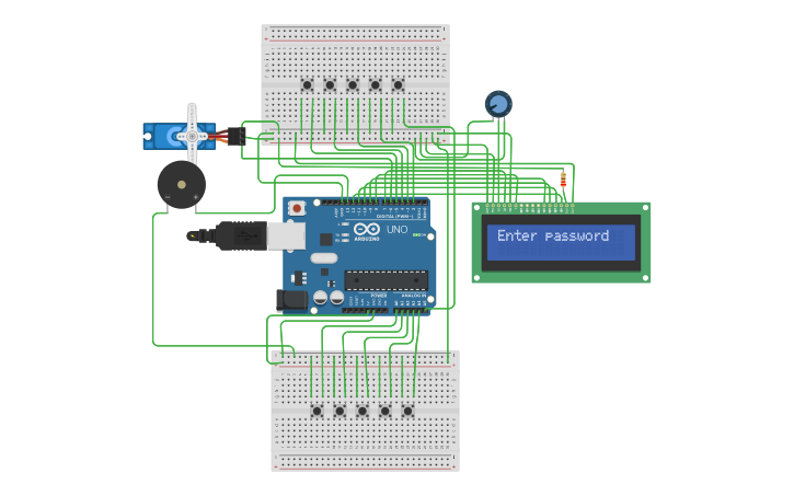 Circuit design Push-Button Based Password Locker - Tinkercad