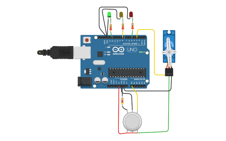 Circuit design GAS sensor MQ2 | Tinkercad
