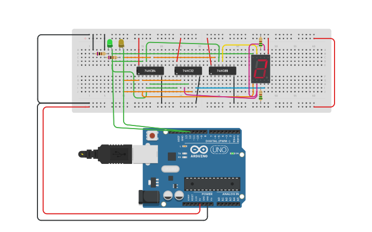 Circuit design Copy of Two-Bit Counter Framework PUBLIC - Tinkercad