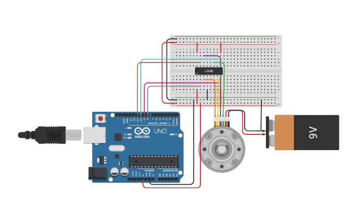 Circuit design Stepper Motor Circuit - Tinkercad