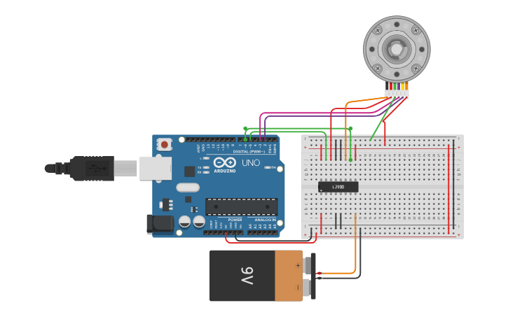 Circuit design 9 DC Motor With Encoder - Tinkercad