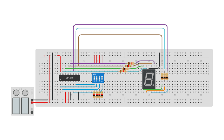 Circuit design Seven segment circuit - Tinkercad