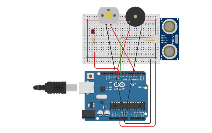 Circuit Design Arduino Con Bocina Y Motor Tinkercad