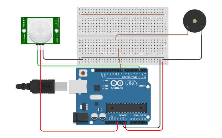 Circuit Design Alarm Triggered By Motion Detector Microbit Tinkercad 9628