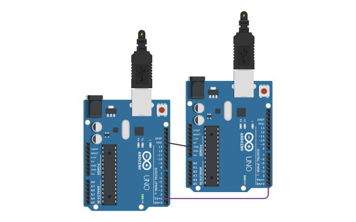 Circuit design Percobaan Komunikasi Serial UART - Tinkercad Circuit design Percobaan Komunikasi Serial UART - Tinkercad