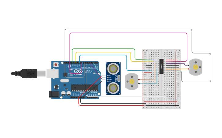 Circuit design Ultrasonic Sensor | Tinkercad