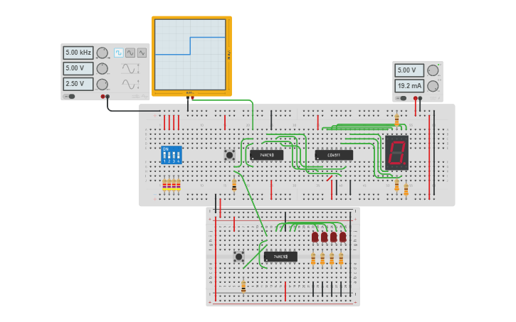 Circuit Design Contador Con Un Display De 7 Segmentos Tinkercad